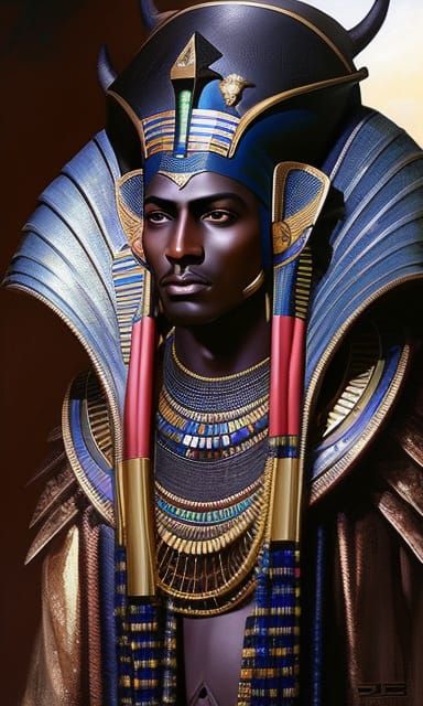 close up male african ancient egyptian pharaoh in africa:: dark skin ...
