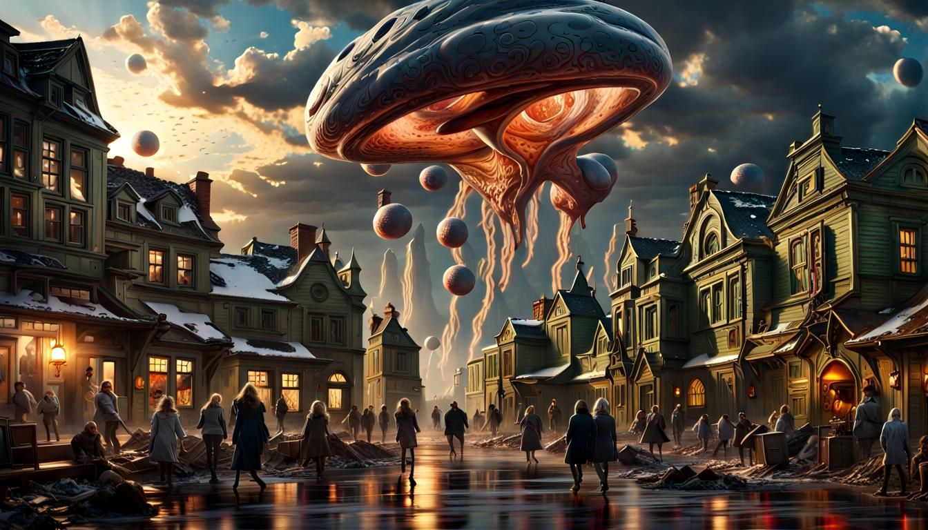 Giant Alien Amoeba attacking small town - AI Generated Artwork ...