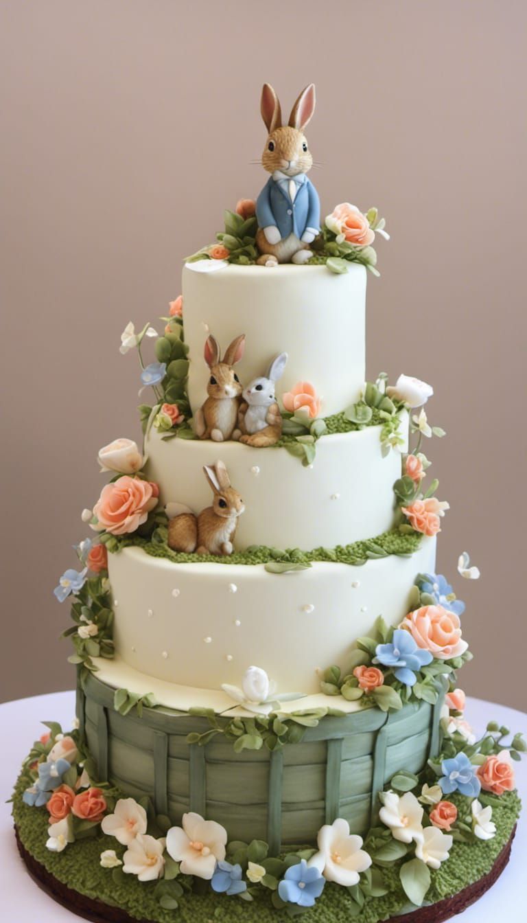 Peter Rabbit wedding cake - AI Generated Artwork - NightCafe Creator