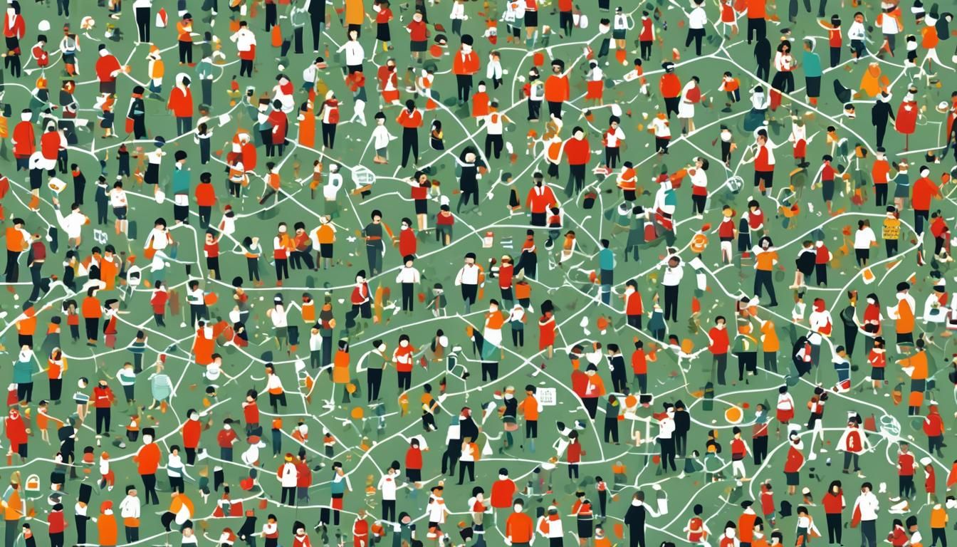 Abstract design of a connected community. Include elements of a social ...