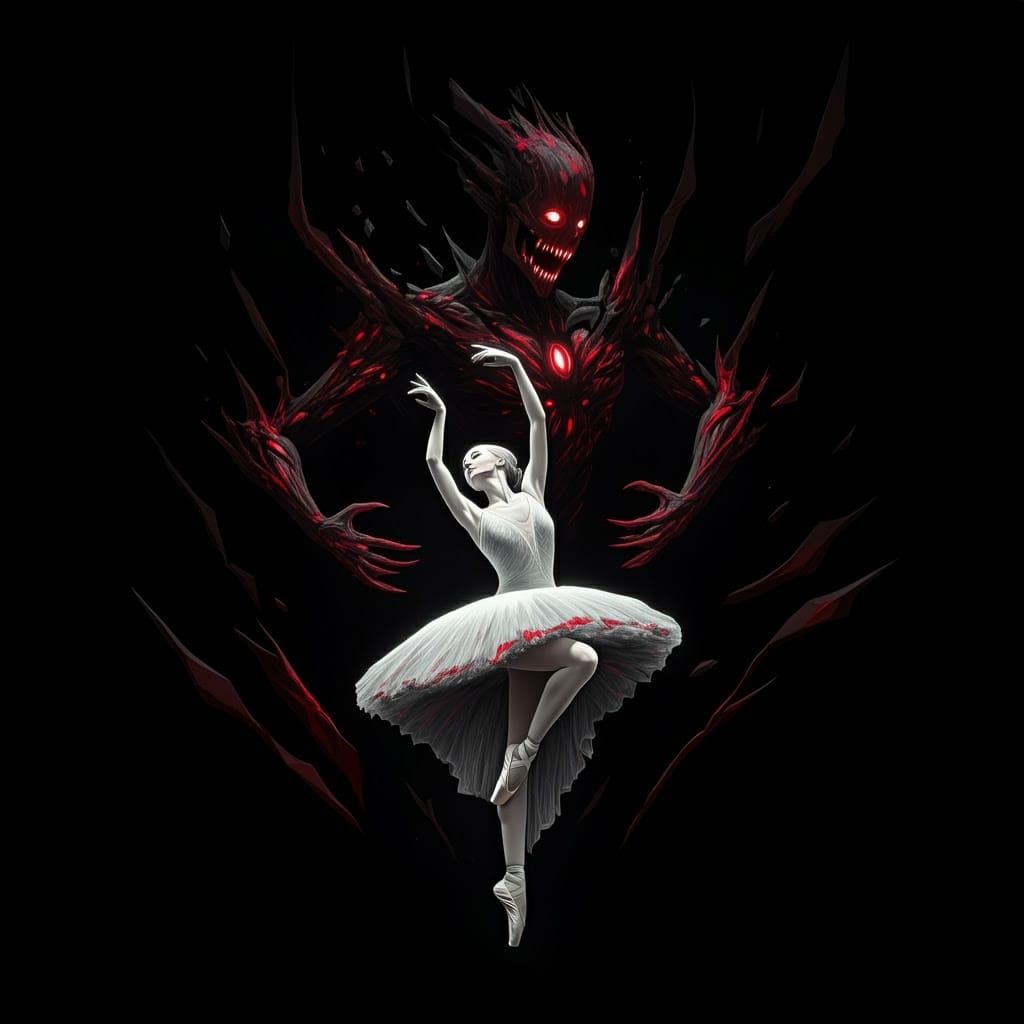 Living shadows - Serene Dancer in Vantablack Void