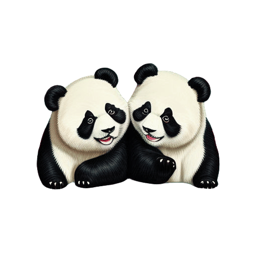 Two lovely pandas smiling and laughing, Anna Silivonchik, Sam Toft ...