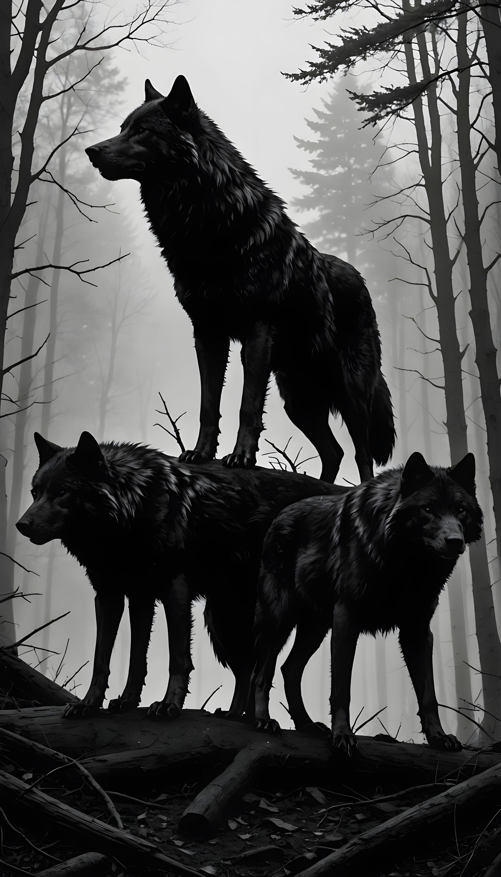 Ominous wolves - Wolves in Dark Eldritch Silhouette