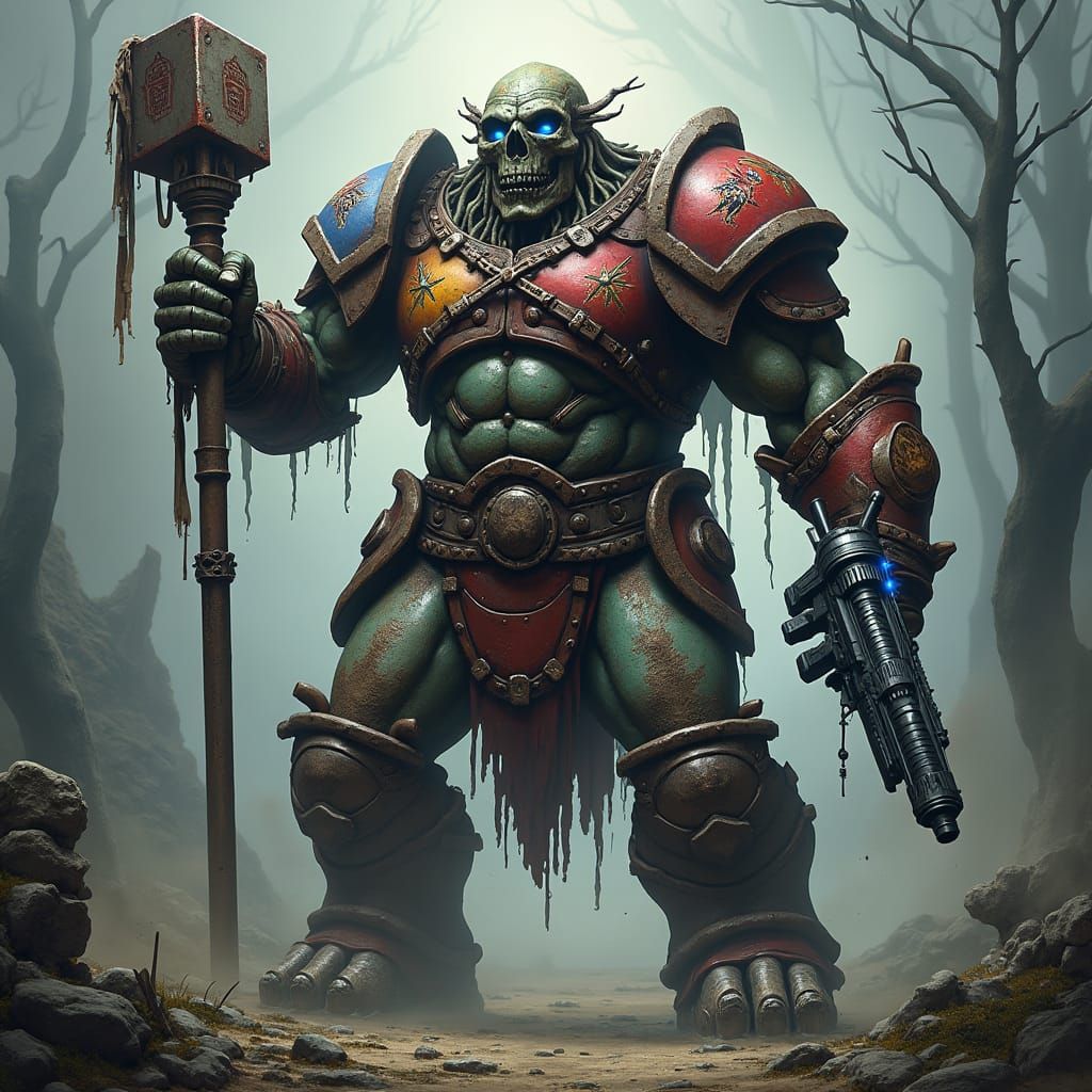 Gritty Apocalypse Warrior in Vibrant Armor - AI Art