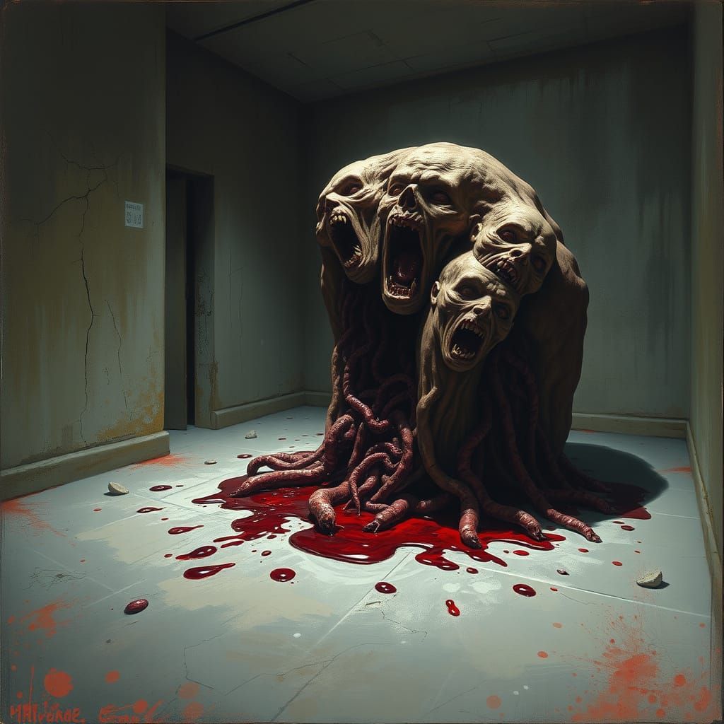 Grotesque Flesh Mound Erupts with Screaming Faces ... - AI Art