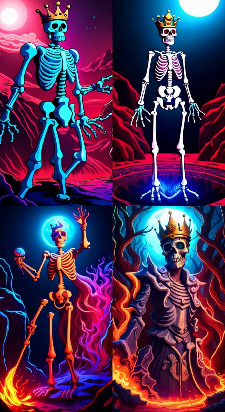 Psychedelic Skeleton King intricate - AI Generated Artwork - NightCafe Creator