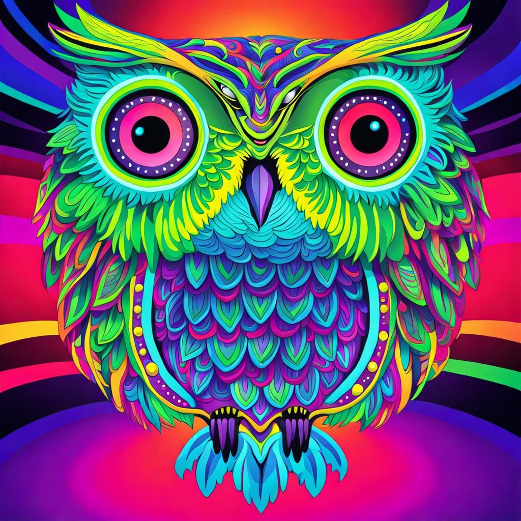 Psychedelic Owl - AI Generated Artwork - NightCafe Creator