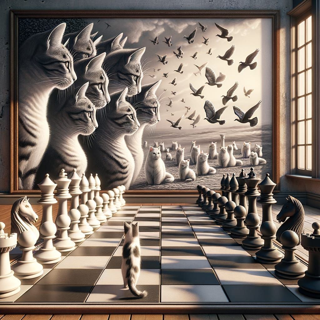 Chess game with cat audience - AI Generated Artwork - NightCafe Creator