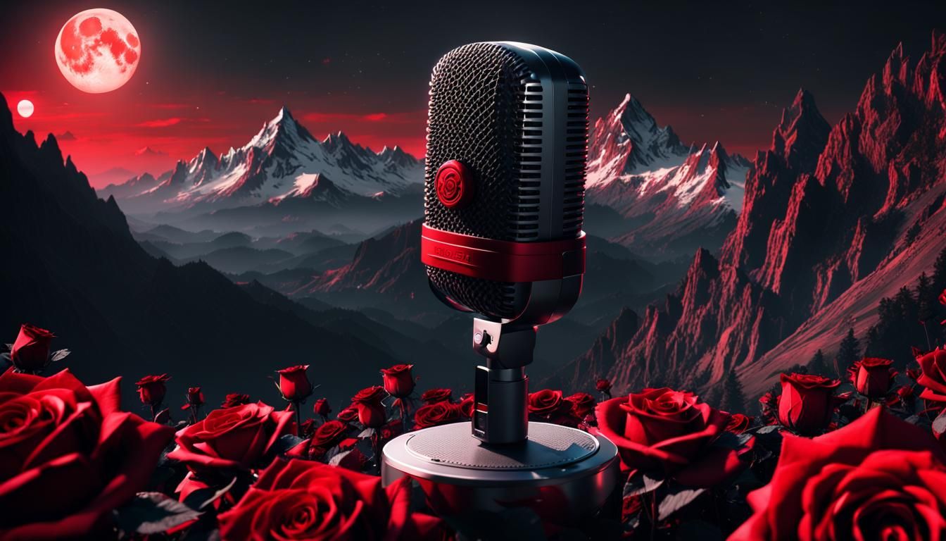 Rap cover, mountains, rap artist, microphone, Modern Design, Dark Gray ...