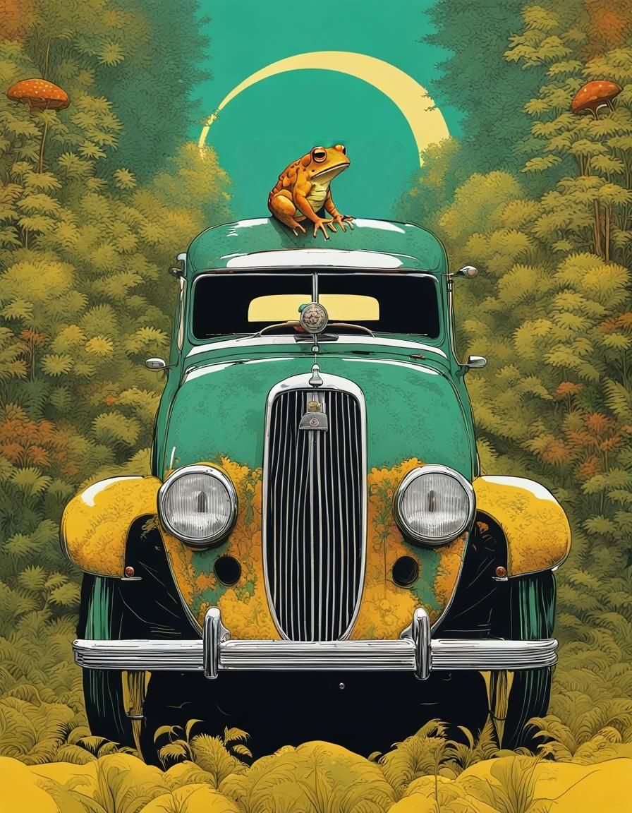 Toad on car 03 - AI Generated Artwork - NightCafe Creator