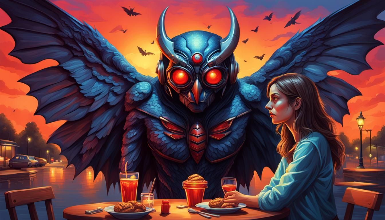 Mothman's First Date - AI Generated Artwork - NightCafe Creator