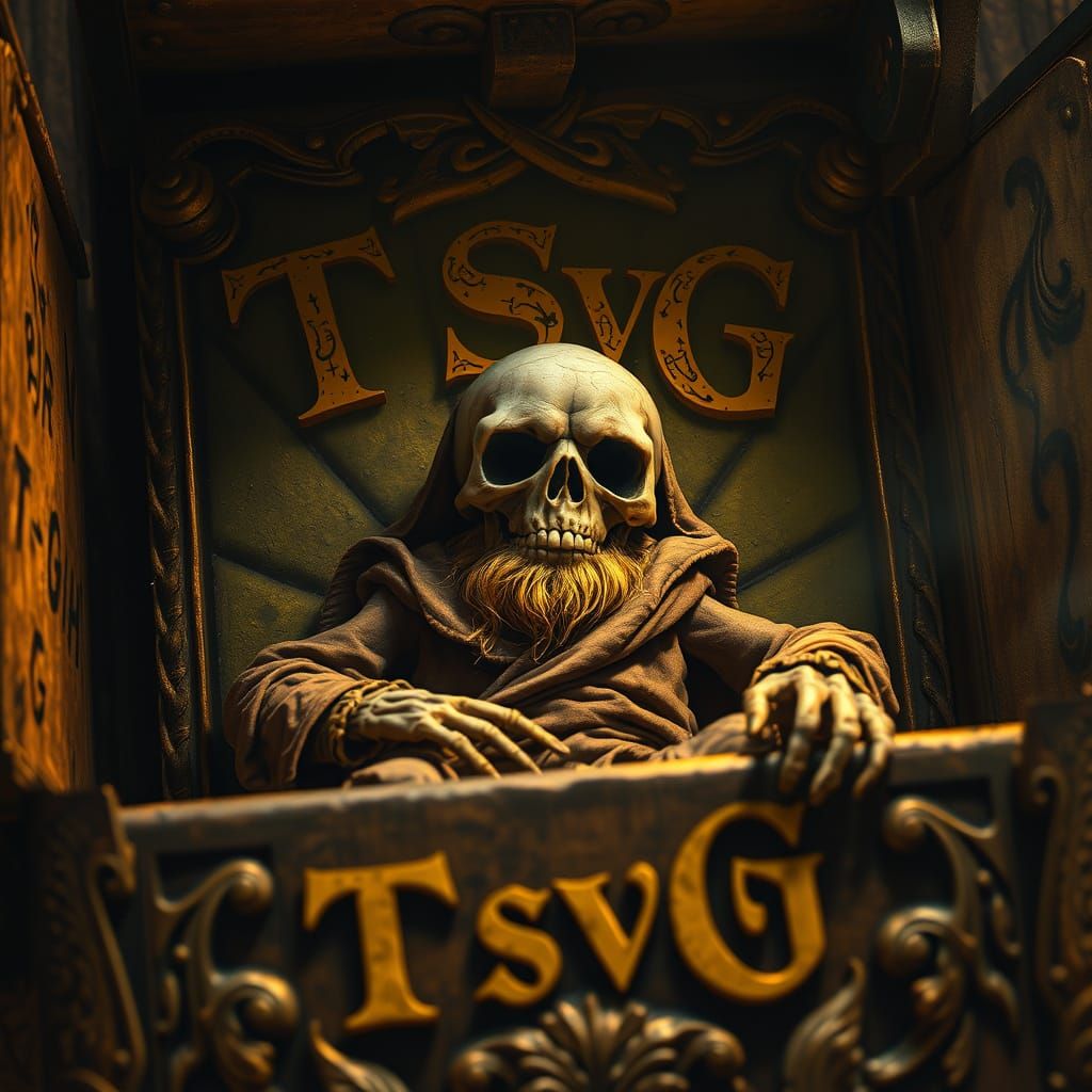 Ancient Dwarf Skeleton in TSvG Coffin, Dark Fantas... - AI Art