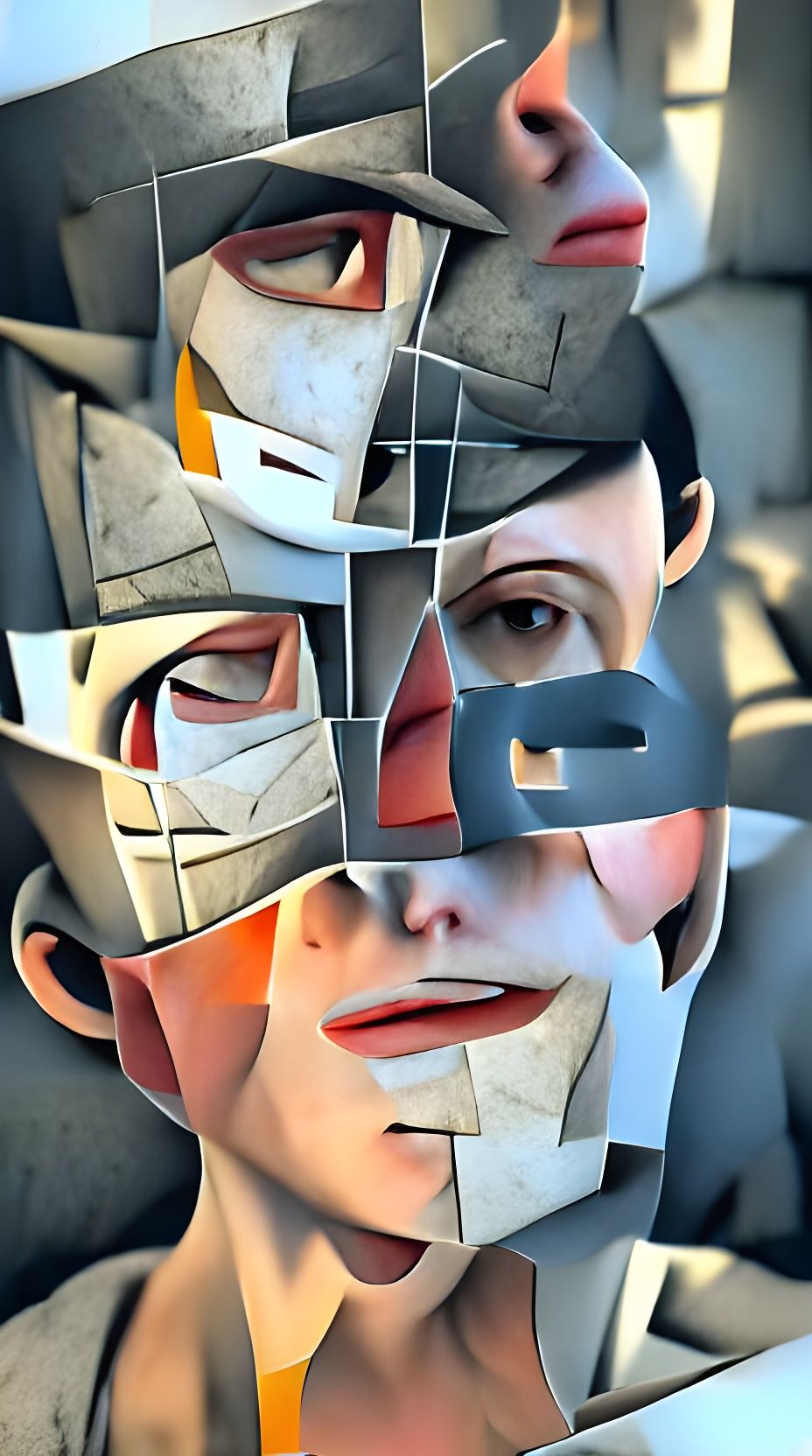 Broken face - Minimalist Cubist Face Rendered in Unreal Engi...