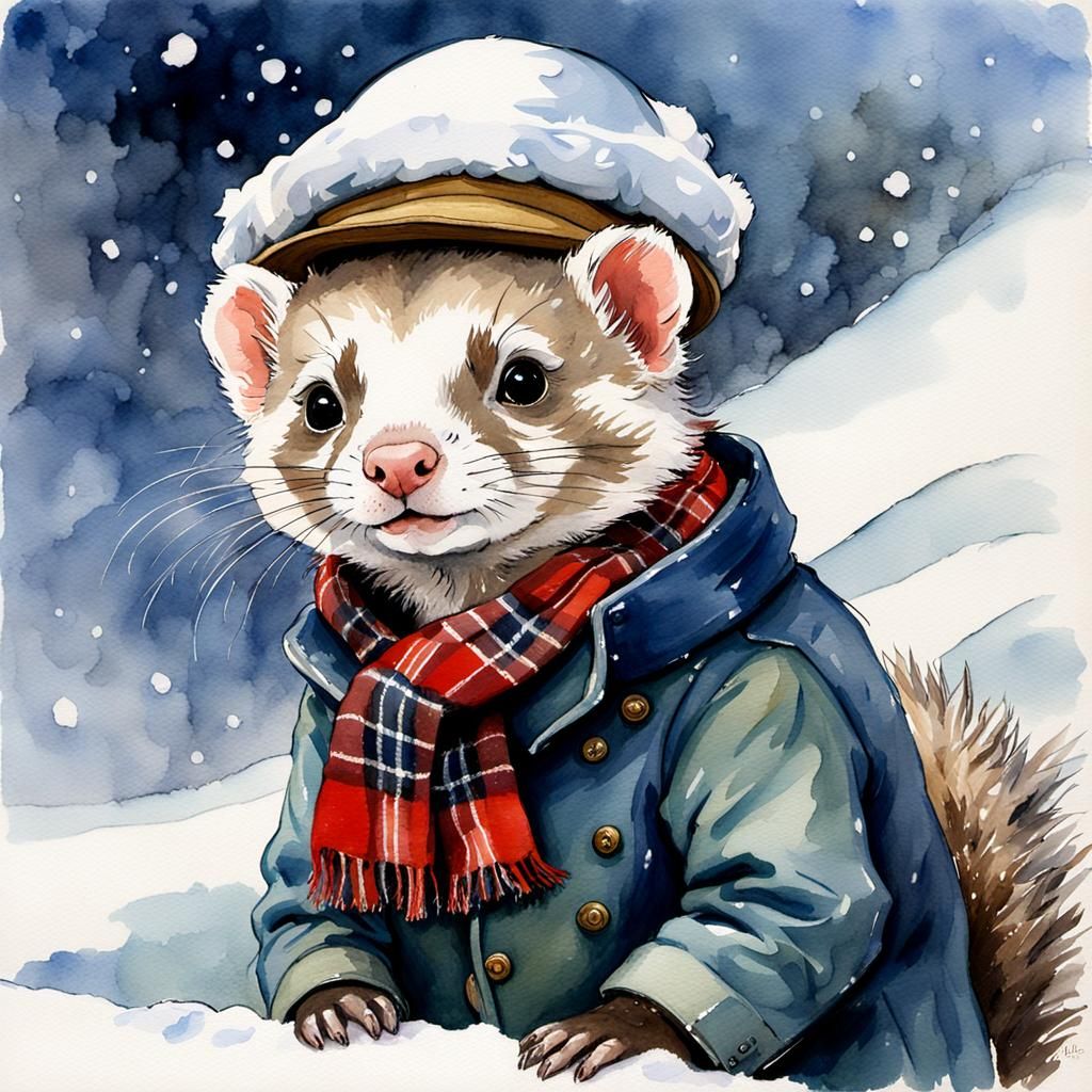 FERRET IN A BLUE COAT - AI Generated Artwork - NightCafe Creator