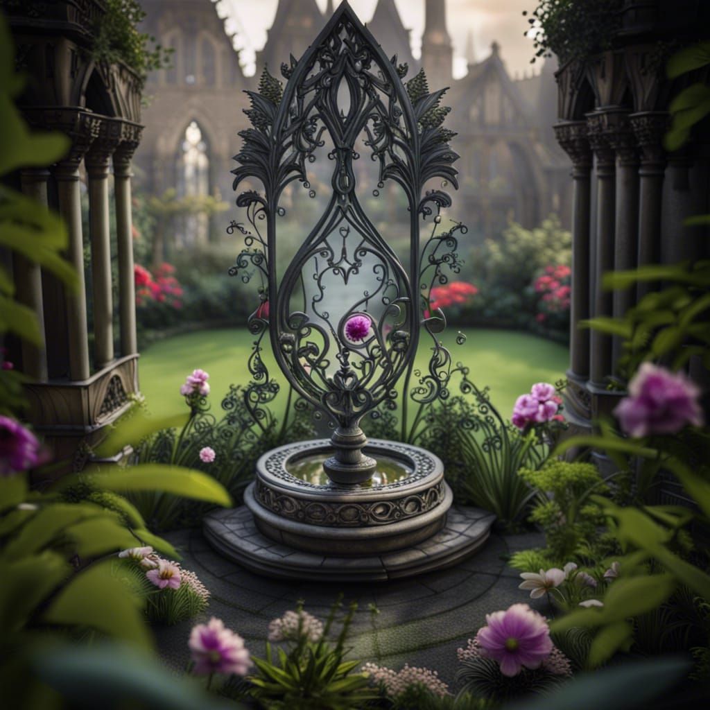 Ethereal gothic Garden with Natural oasis in the middle& gothic vibes ...