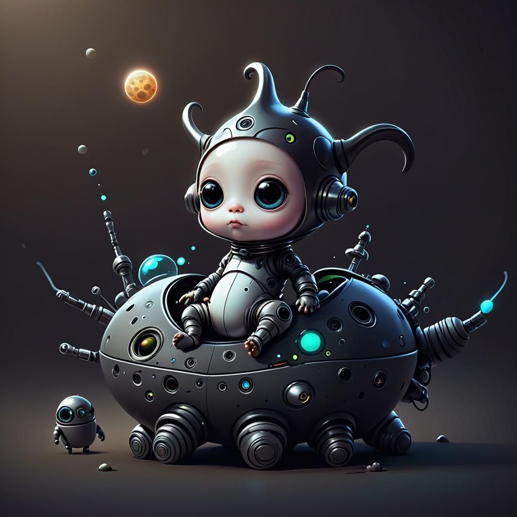 Alien baby sitting in sleep pod - AI Generated Artwork - NightCafe Creator
