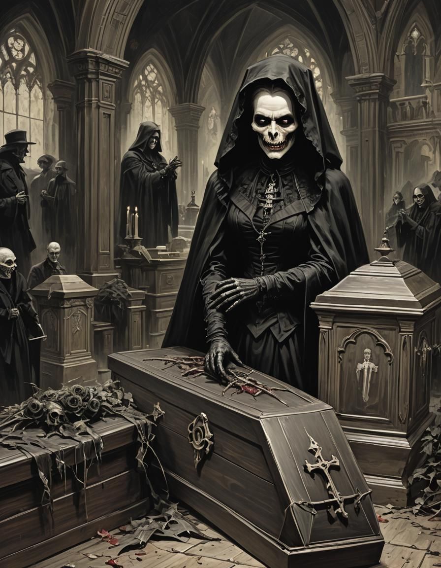 victorian funeral death vampire widow mourner coffin gothic church ...