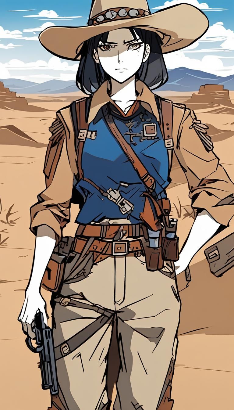 woman gunfighter in desert.. anime - AI Generated Artwork - NightCafe ...
