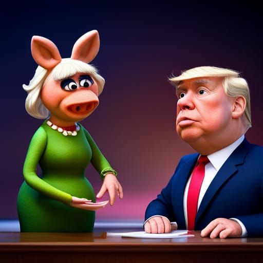 Miss Piggy and Donald Trump - AI Generated Artwork - NightCafe Creator