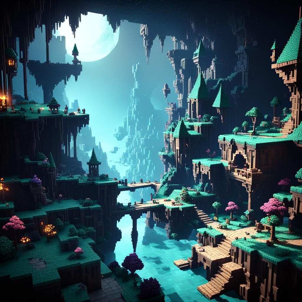 Voxel Fantasy Scene - AI Generated Artwork - NightCafe Creator