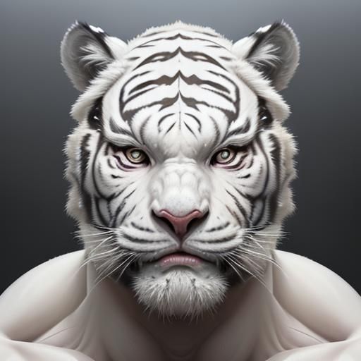 White Monster man, beautiful face and eyes, white tiger skin, white ...
