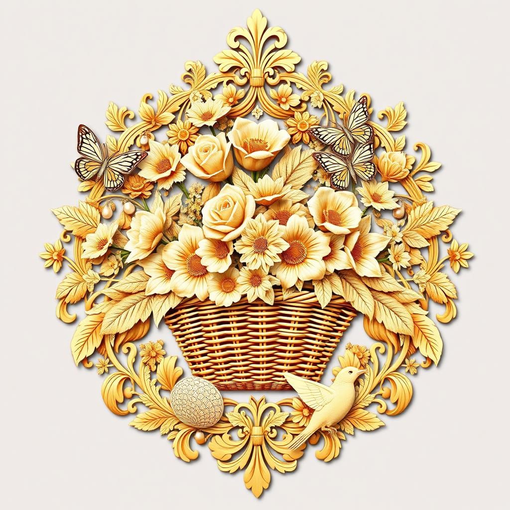 Generate a laser-ready 2D vector file (SVG, AI, DXF) of a Baroque ...