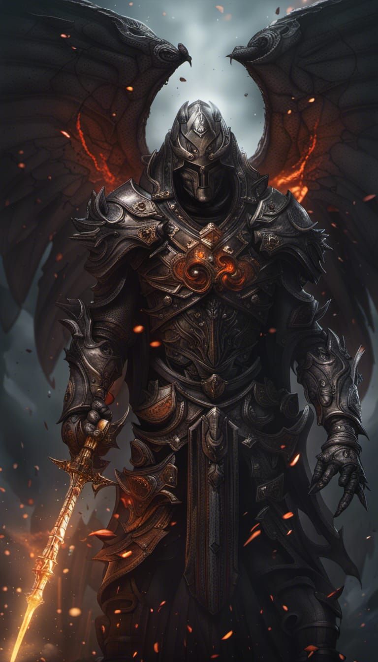 Fallen Death Archangel with legendary fire sword - AI Generated Artwork ...