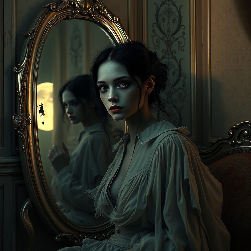 There's something strange here... - Ethereal Woman in Moonli...