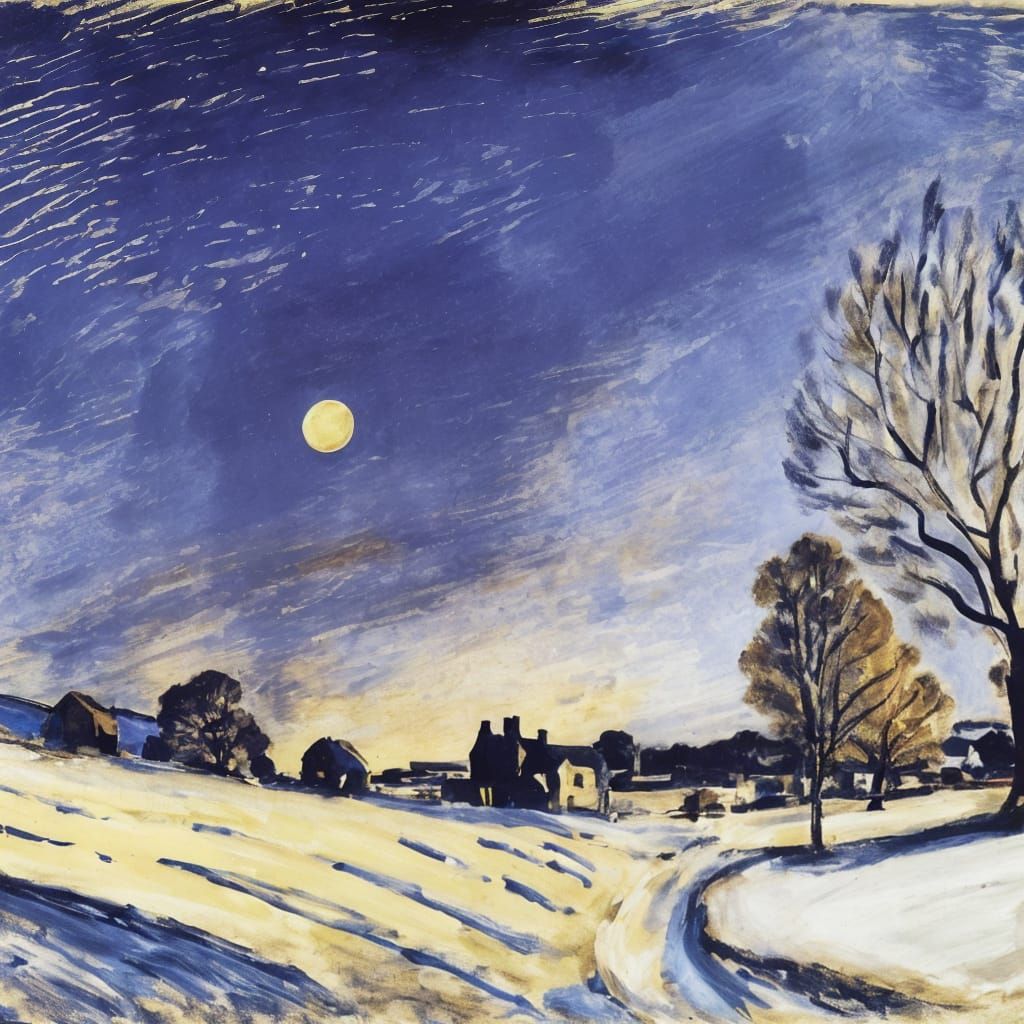 Winter Nightscapes in Romantic Realist Style - AI Art