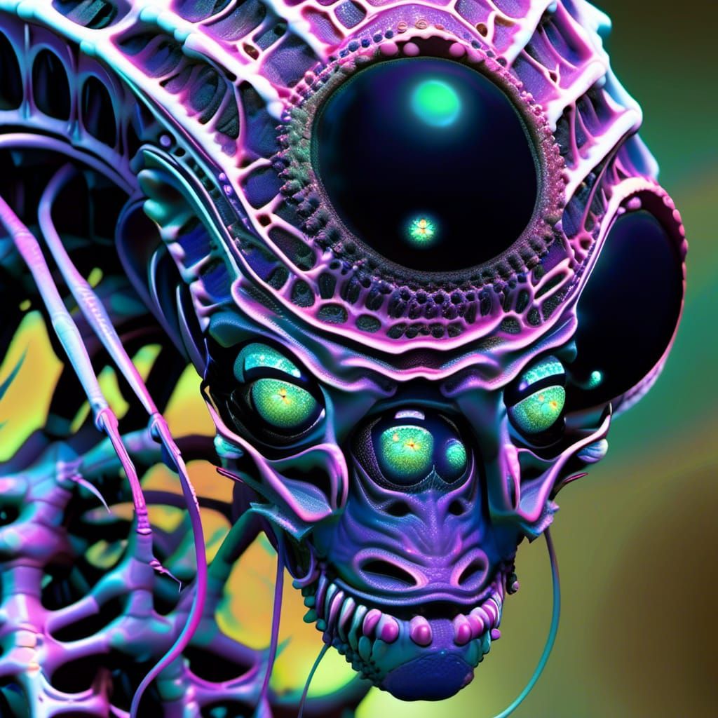 (Microcosmic Xenomorphogenesis: 1.5) Microscopic alien visage in ...