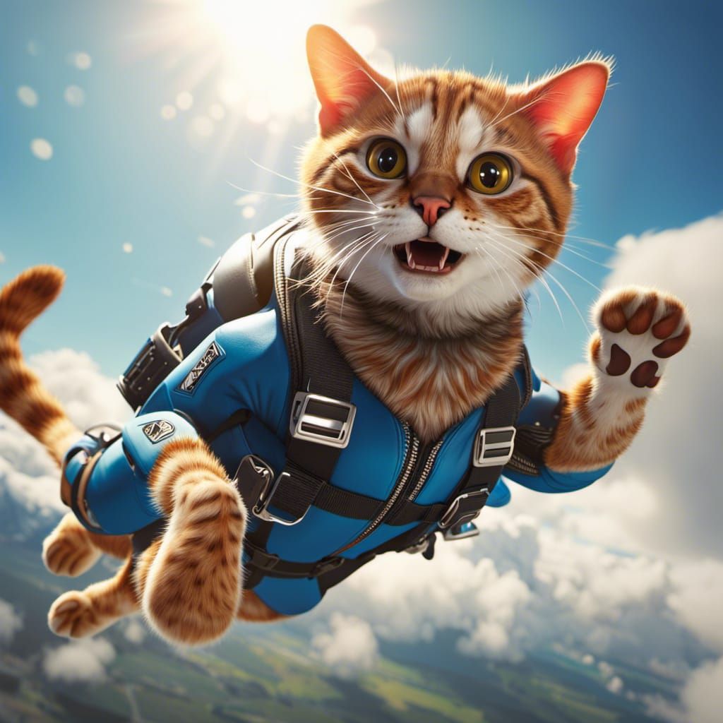 Skydiving Cat - AI Generated Artwork - NightCafe Creator