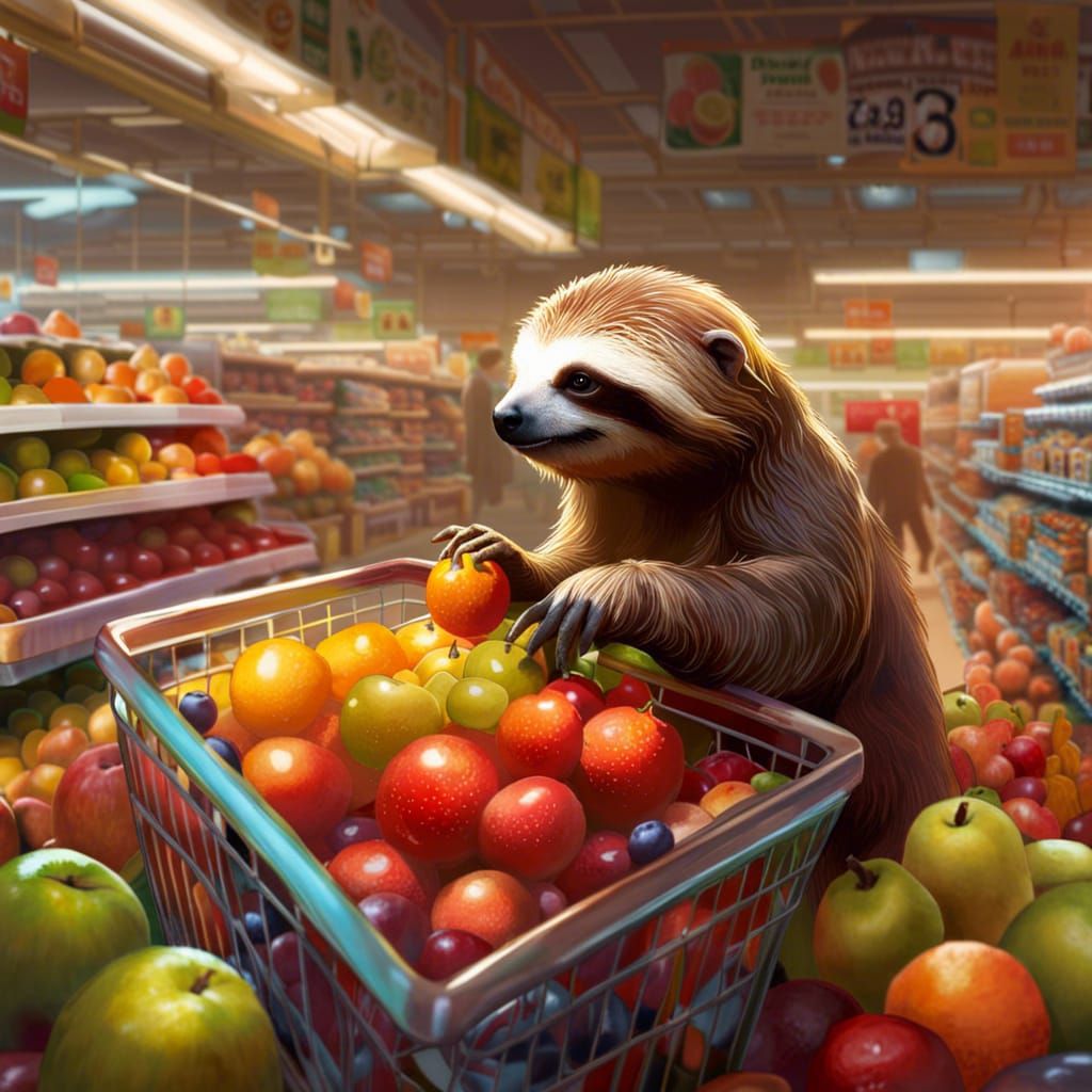 Sloth shopping 🛍️ - AI Generated Artwork - NightCafe Creator