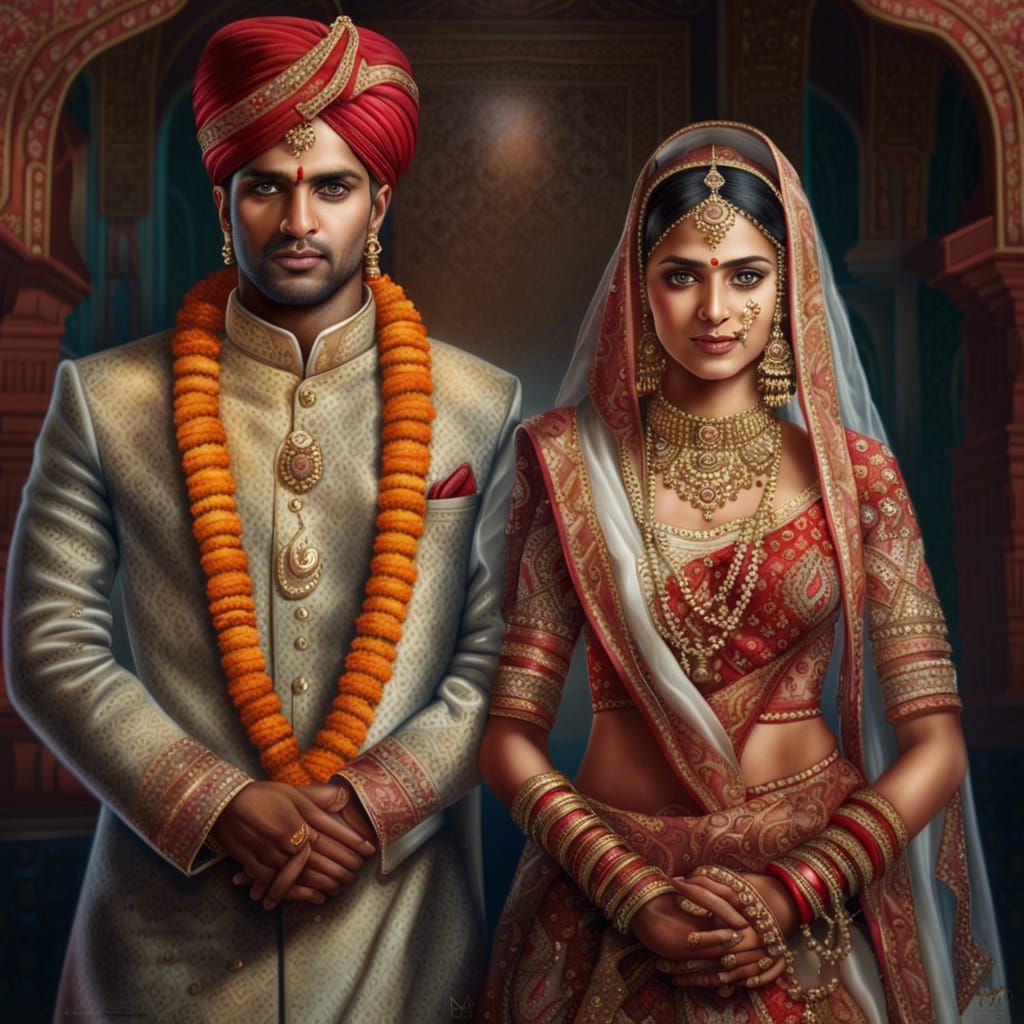 Indian Bridal couple. - AI Generated Artwork - NightCafe Creator