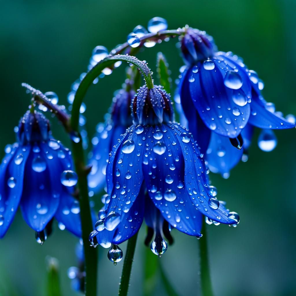 Blue Bell Dew Drops - AI Generated Artwork - NightCafe Creator