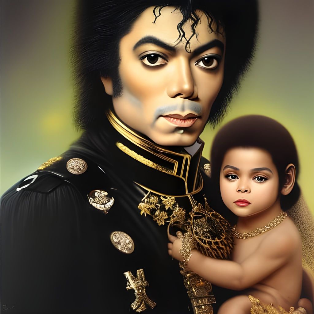 Michael Jackson and His Monkey 🙈:: Full color closeup portrait of ...