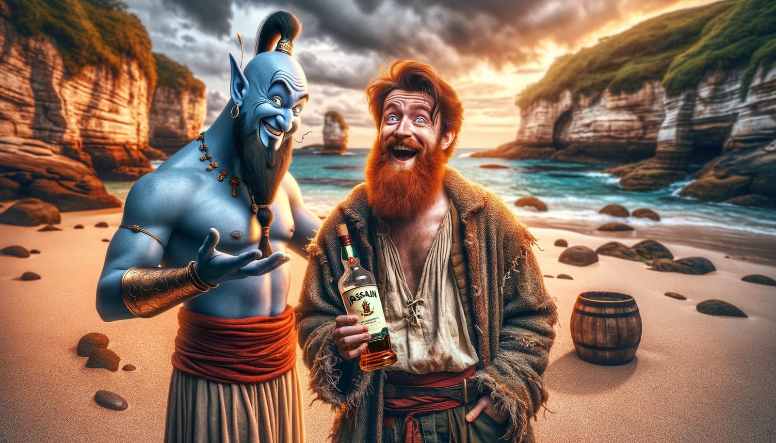 The Genie, the Irish Man, and wishes three - AI Generated Artwork ...