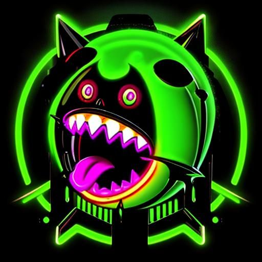 2d Smiley logo Smiley undead neon green fang acid, 8k HDR - AI ...