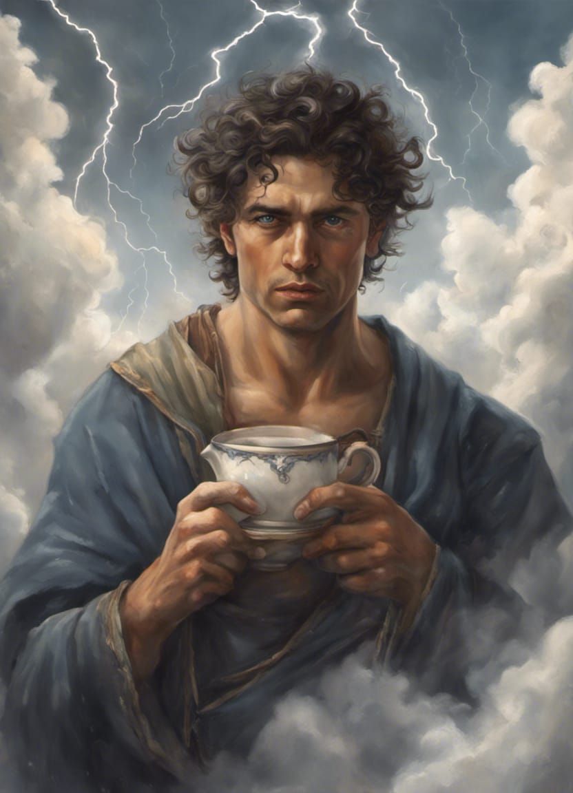 Greek God Zeus Drinking Tea - AI Generated Artwork - NightCafe Creator