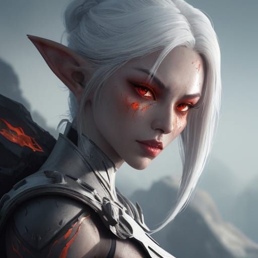 White Hair Elf. - Fiery Dark Elf Emerges from Lava in Brutal...
