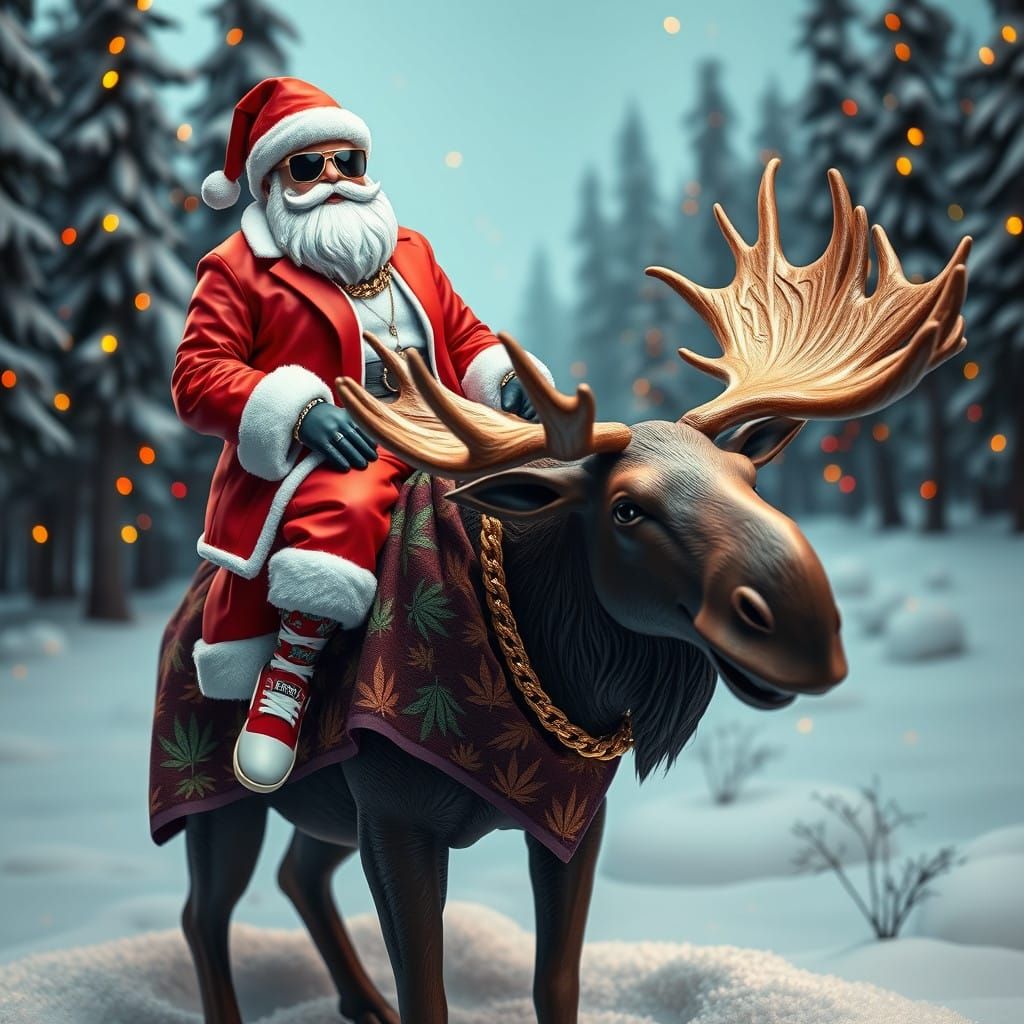 Majestic Santa on a Moose: A Whimsical Clay Artwor... - AI Art