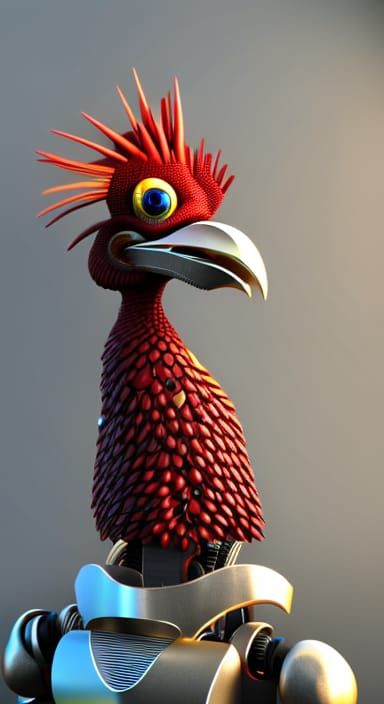 Robot rooster (little son) - AI Generated Artwork - NightCafe Creator