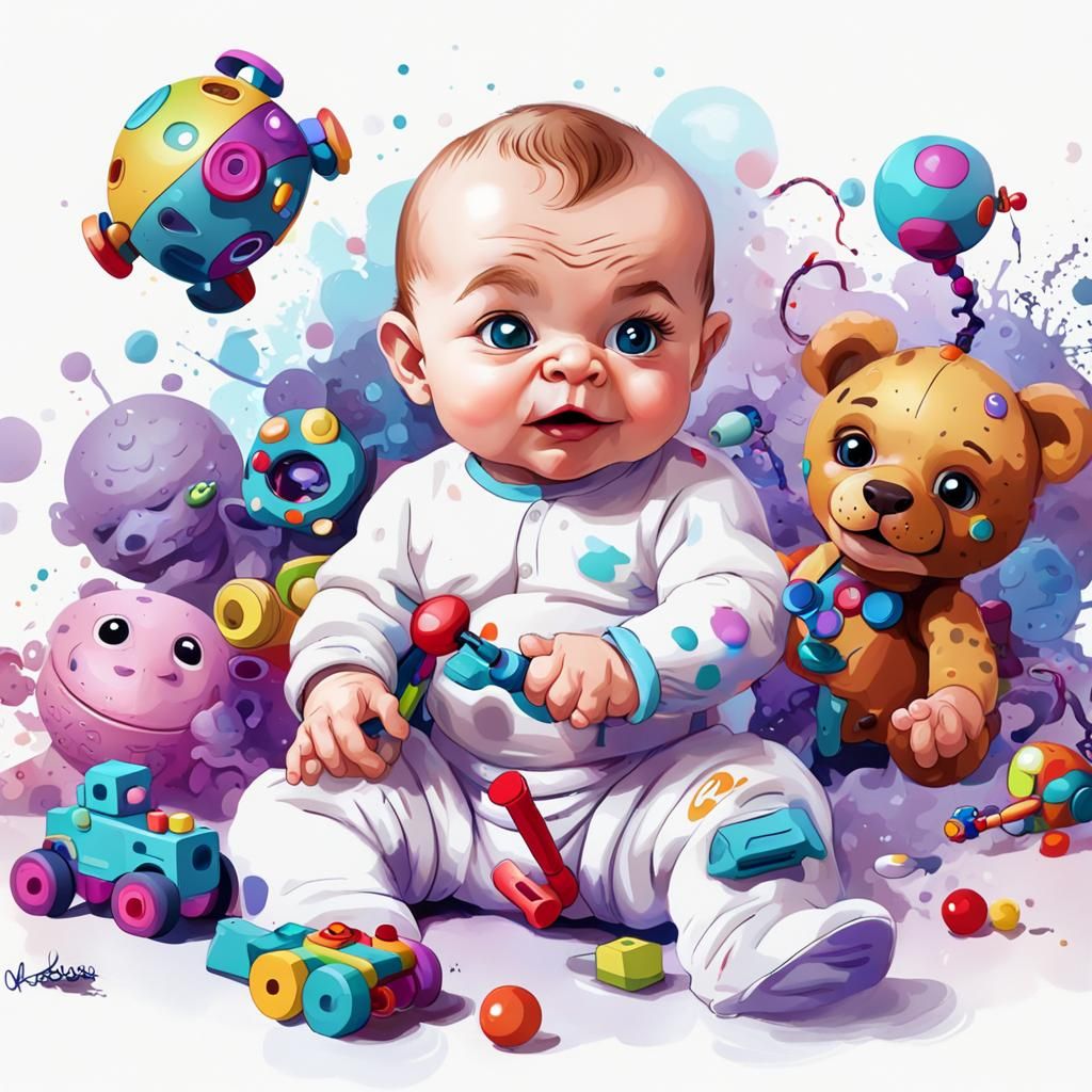 Baby playing with toys - AI Generated Artwork - NightCafe Creator