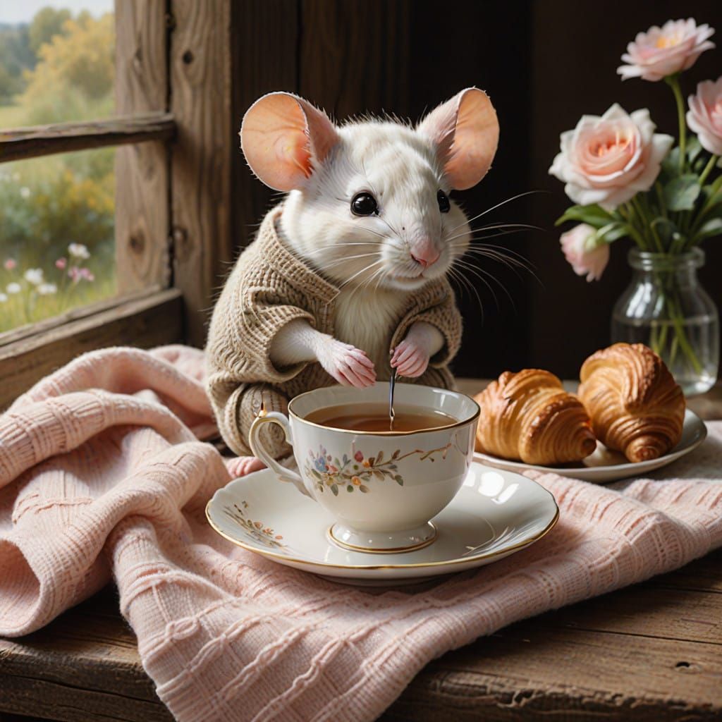 mouse.... - Surreal Mouse in Whimsical Countryside Cottage
