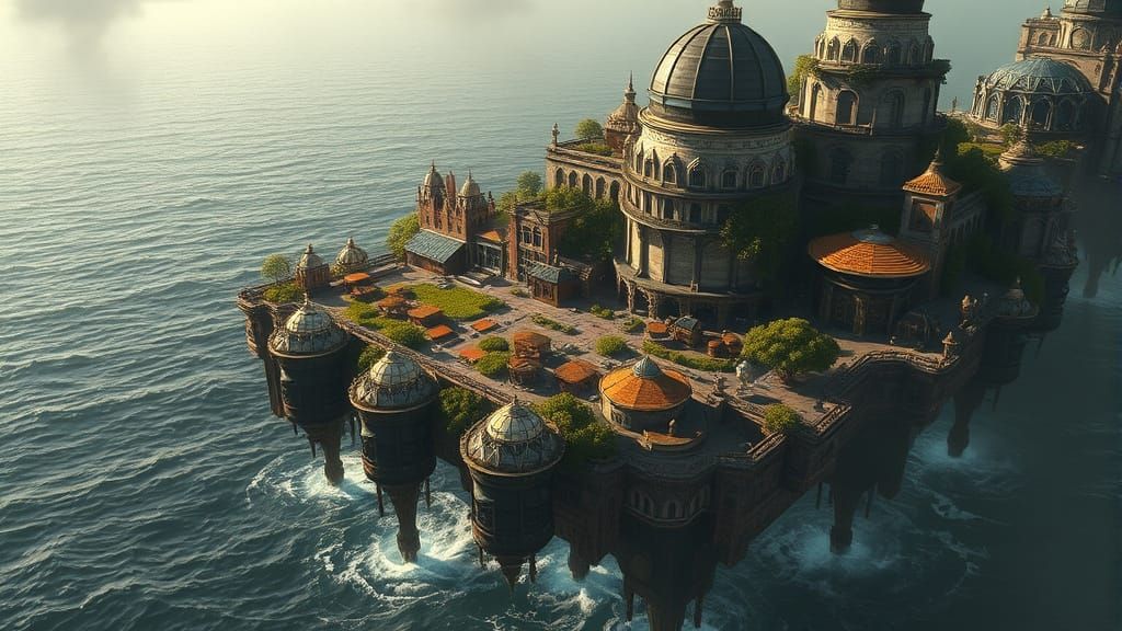 Solarpunk City on a Floating Island - AI Art