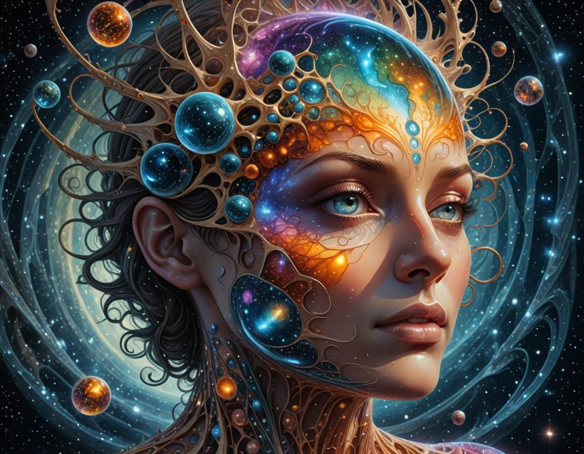 Surrealistic Fragmentation of Human Form in Cosmic... - AI Art