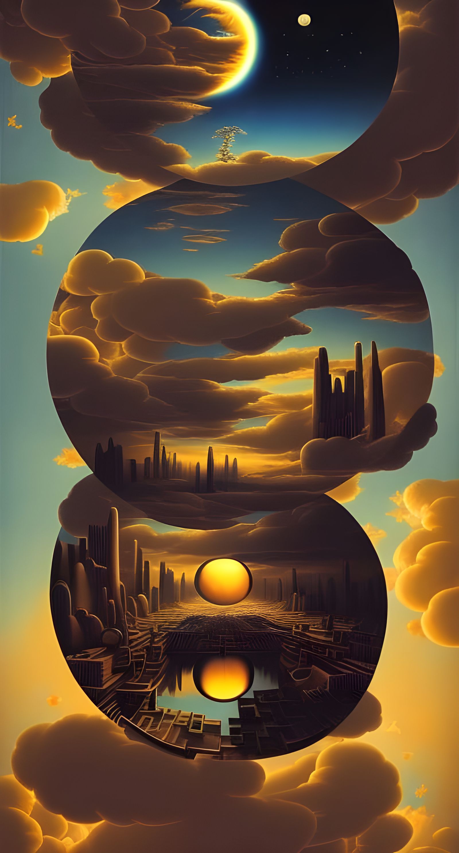 Yin and Yang of Sun and Moon, Sunshine, Clouds, Stars, Day vs Night ...