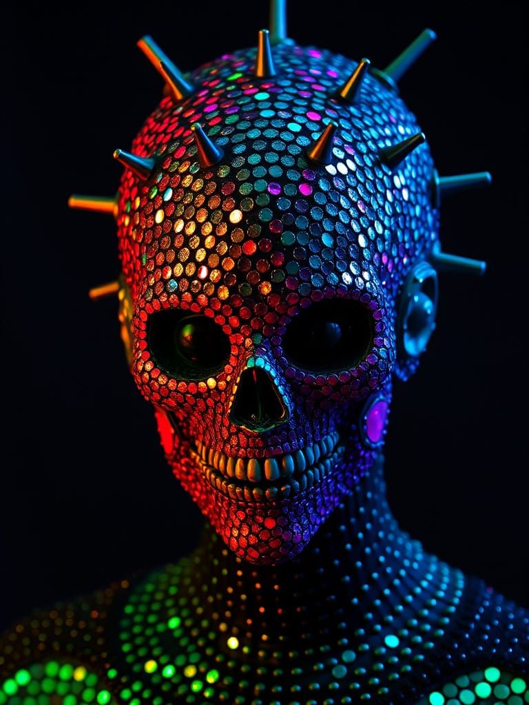 Pinhead, Cenobite with Mesmerizing Mosaic Headpiec... - AI Art