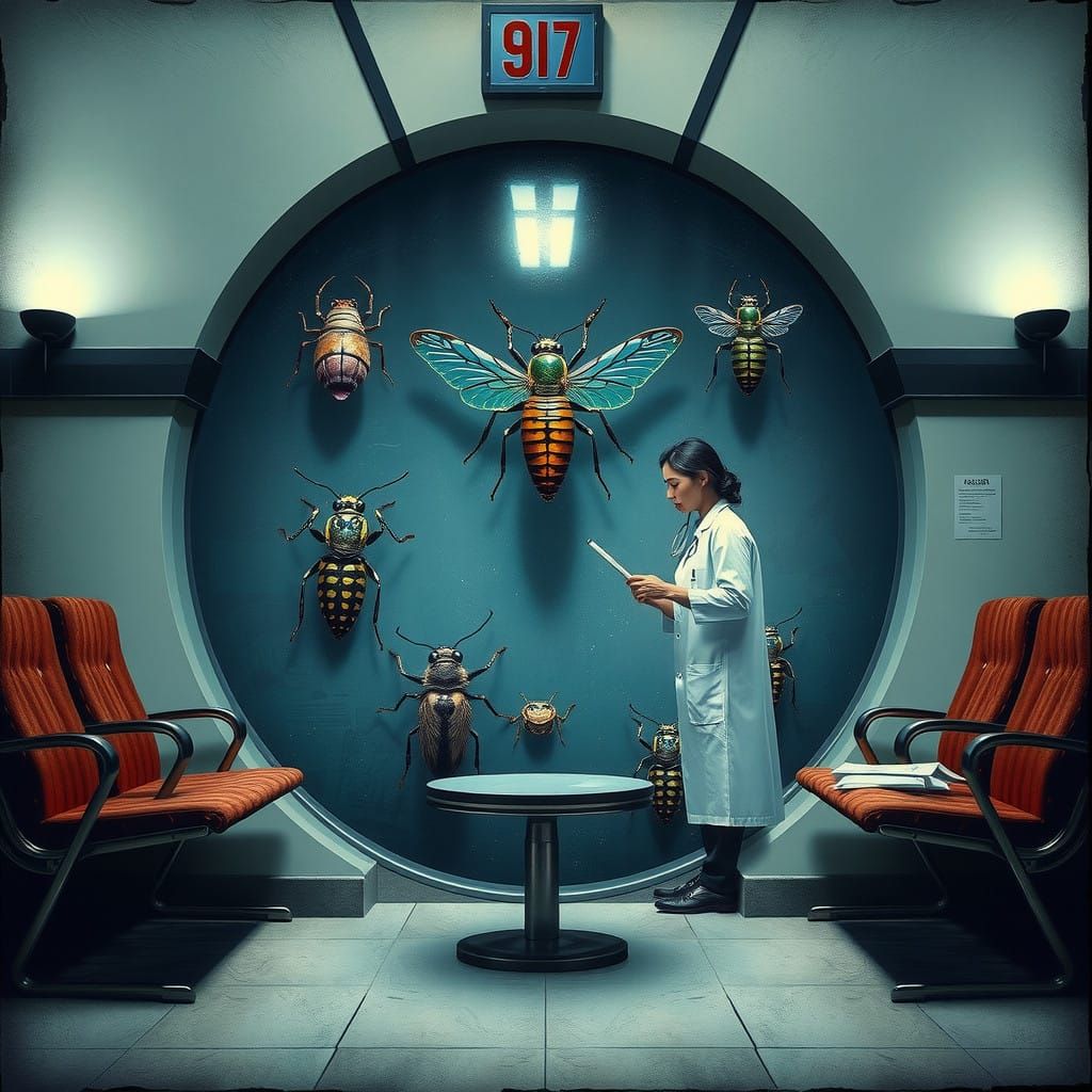 Surreal Doctor Waits in a Portal to Insects, Tromp... - AI Art