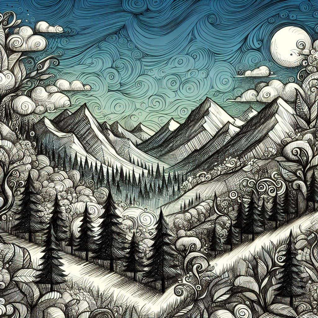 Landscape in Doodle Art - Landscape in Doodle Art