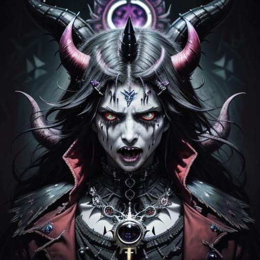 (Hyper detailed artwork of a suffering screaming sad devil prince with ...